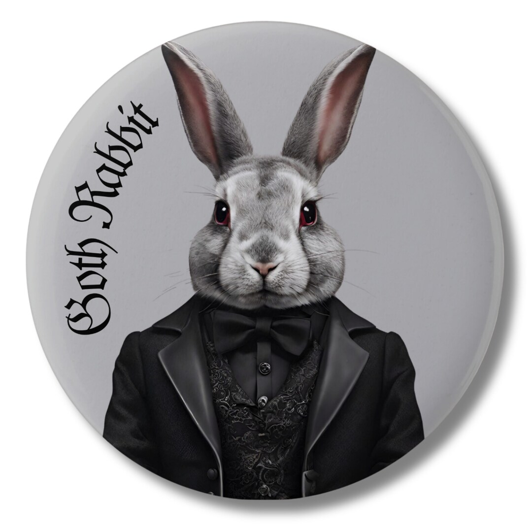 Goth Rabbit, Bunny, Gothic Pin Badge Button, Whimsygoth, Emo, Whimsical ...