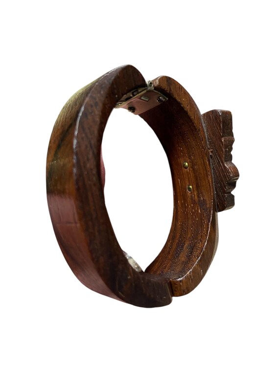 RARE WWII Era Wooden Clamp Bracelet with Carved Sailo… - Gem