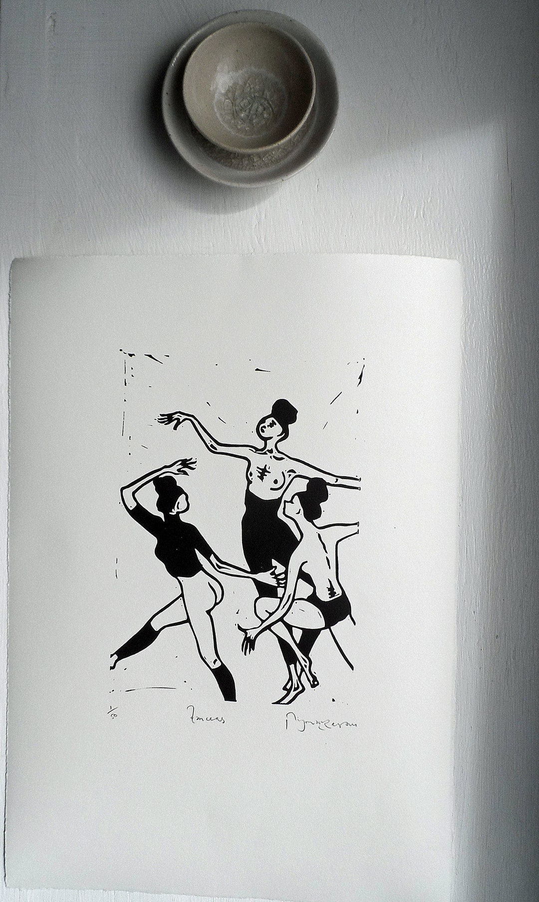 Dancers - Original, Limited Edition, Linocut Print by Polly Marix Evans ...