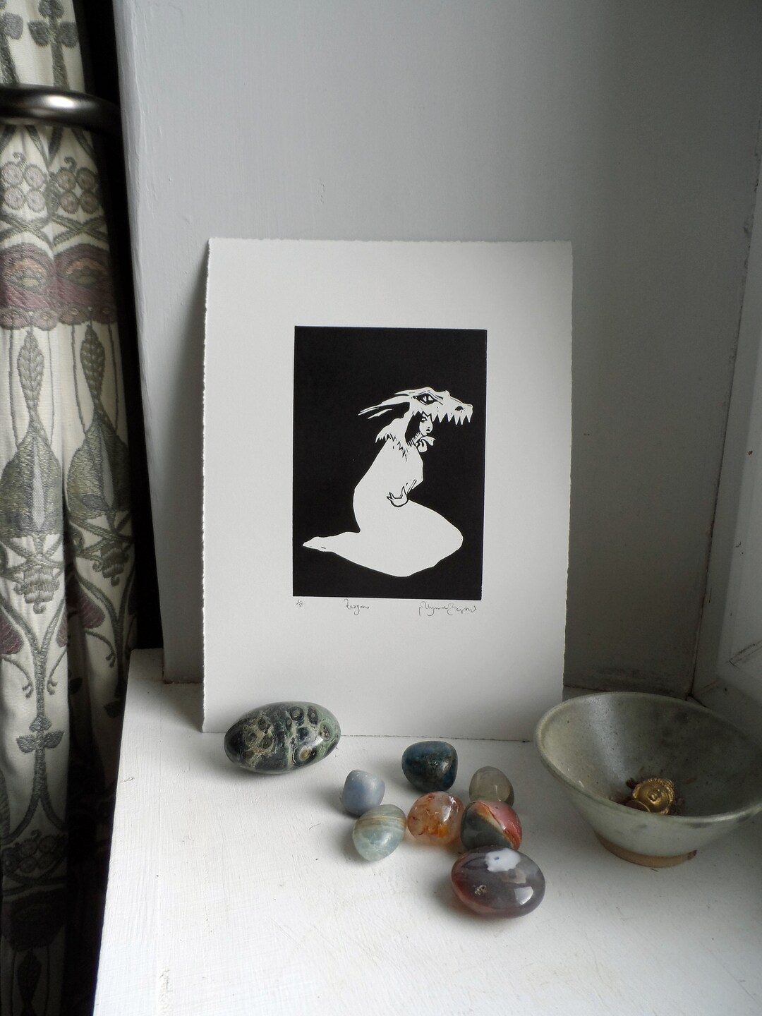 Dragon Original, Limited Edition, Linocut Print by Polly Marix Evans - Etsy