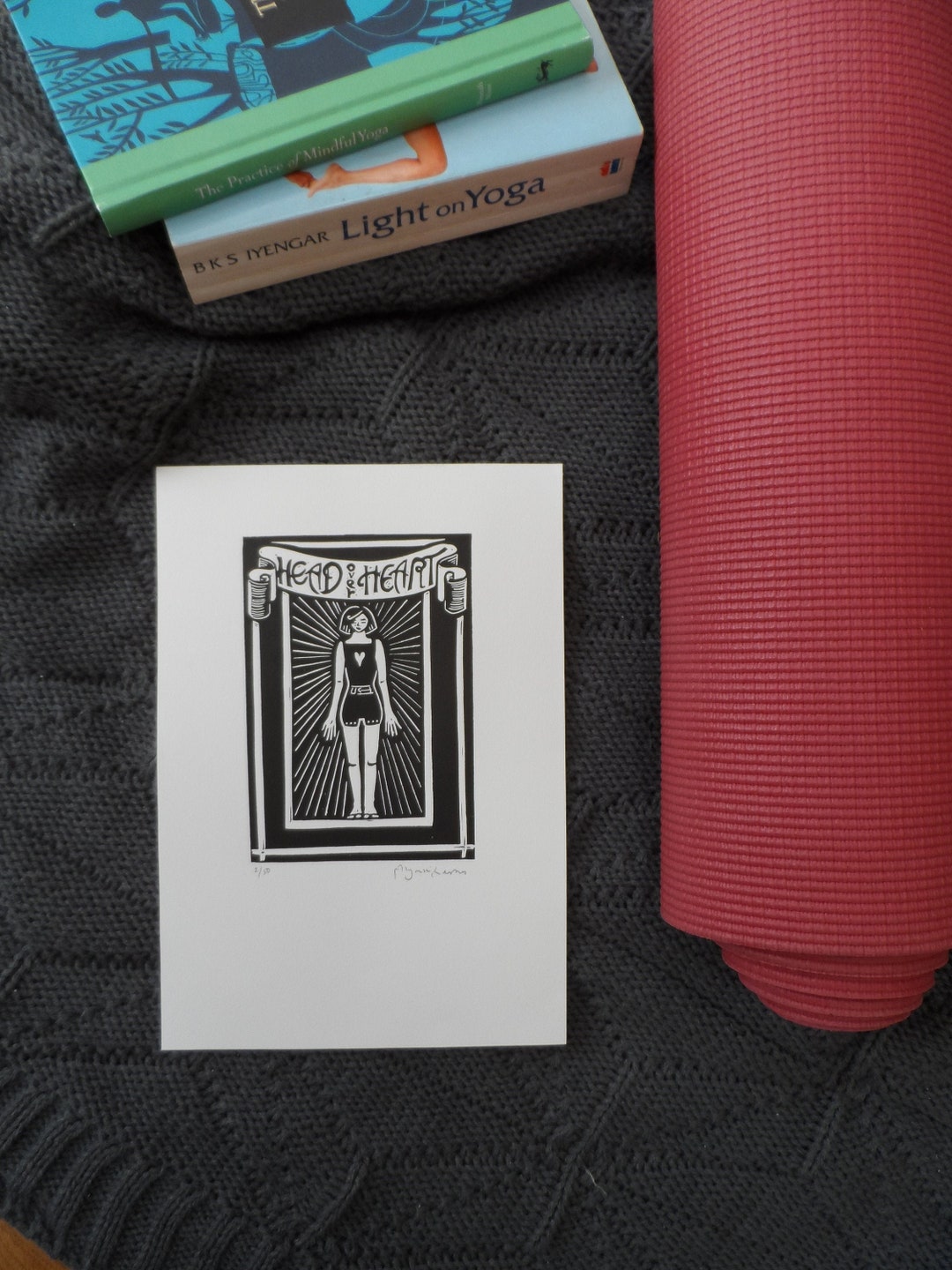 Head Over Heart Original, Limited Edition Linocut Print by Polly Marix ...