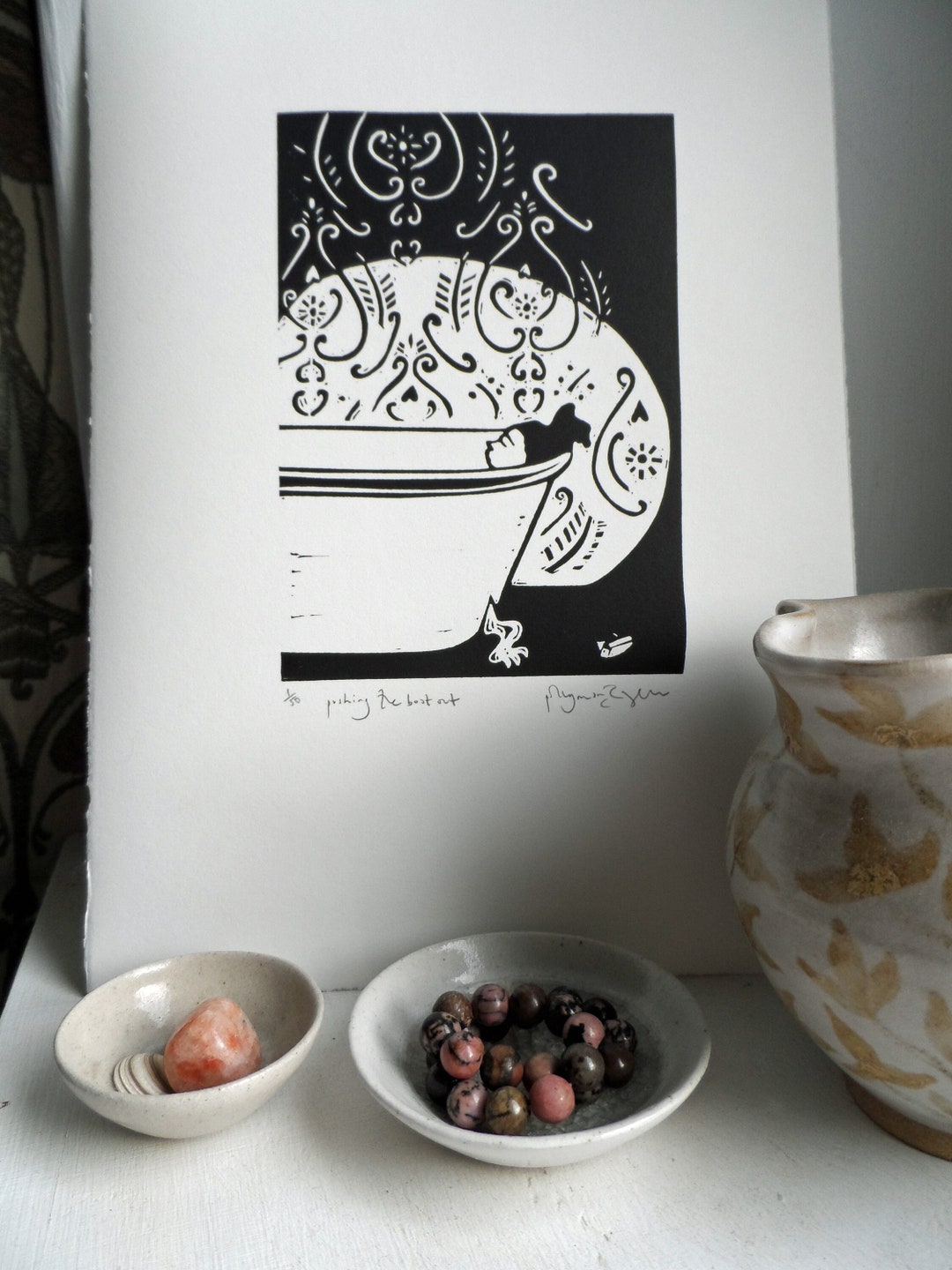 Pushing the Boat Out - Original, Limited Edition, Linocut Print by ...