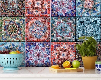 Tile Stickers Vinyl Decal WATERPROOF REMOVABLE for Kitchen Bath Wall ...