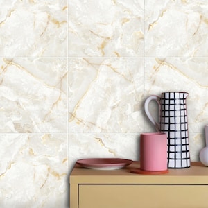 Marble Beige Tile Wall Stair Floor Self Adhesive Vinyl Stickers ...
