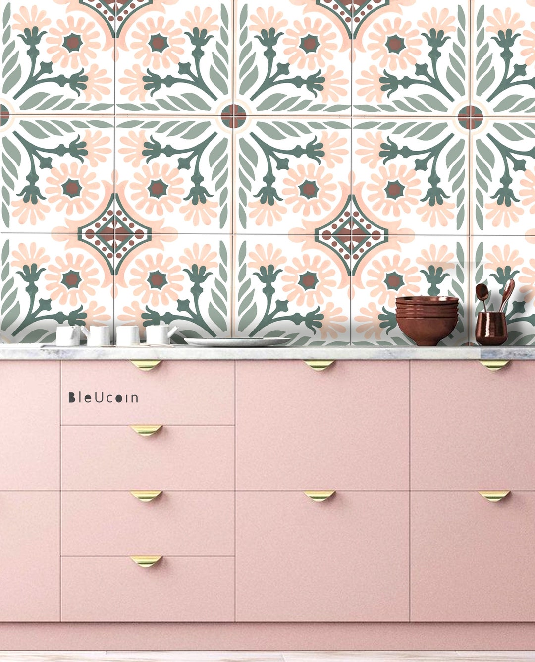 Havaanna Blush Tile Wall Stair Floor Self Adhesive Vinyl Stickers ...