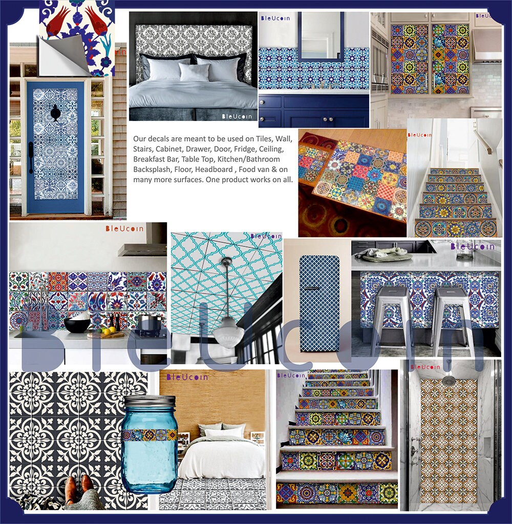 Dutch Blue Tile/Wall/ Floor Kitchen Bathroom Decal for Renter | Etsy