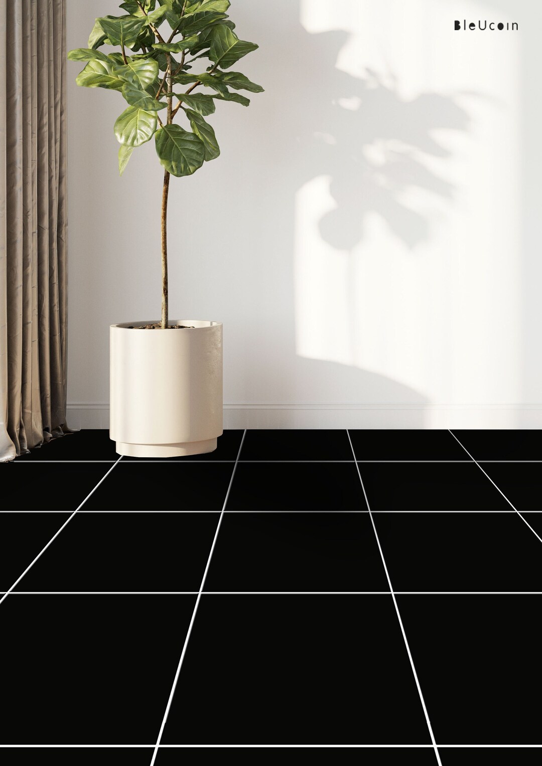 Black Peel & Stick Floor Tile Sticker I Removable Anti-slip Vinyl ...
