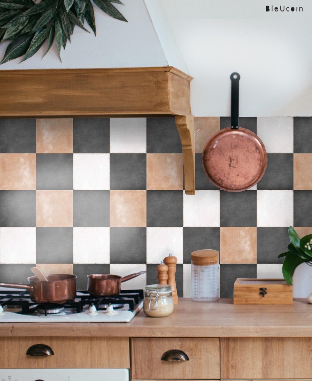 Marshall Checker Peel & Stick Tile Sticker Kitchen Bathroom Backsplash ...