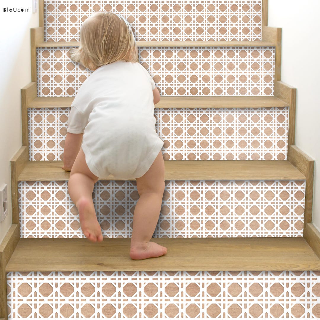 Rattan Peel & Stick Stair Riser Decal–extra Long 49" | Water Resistant ...