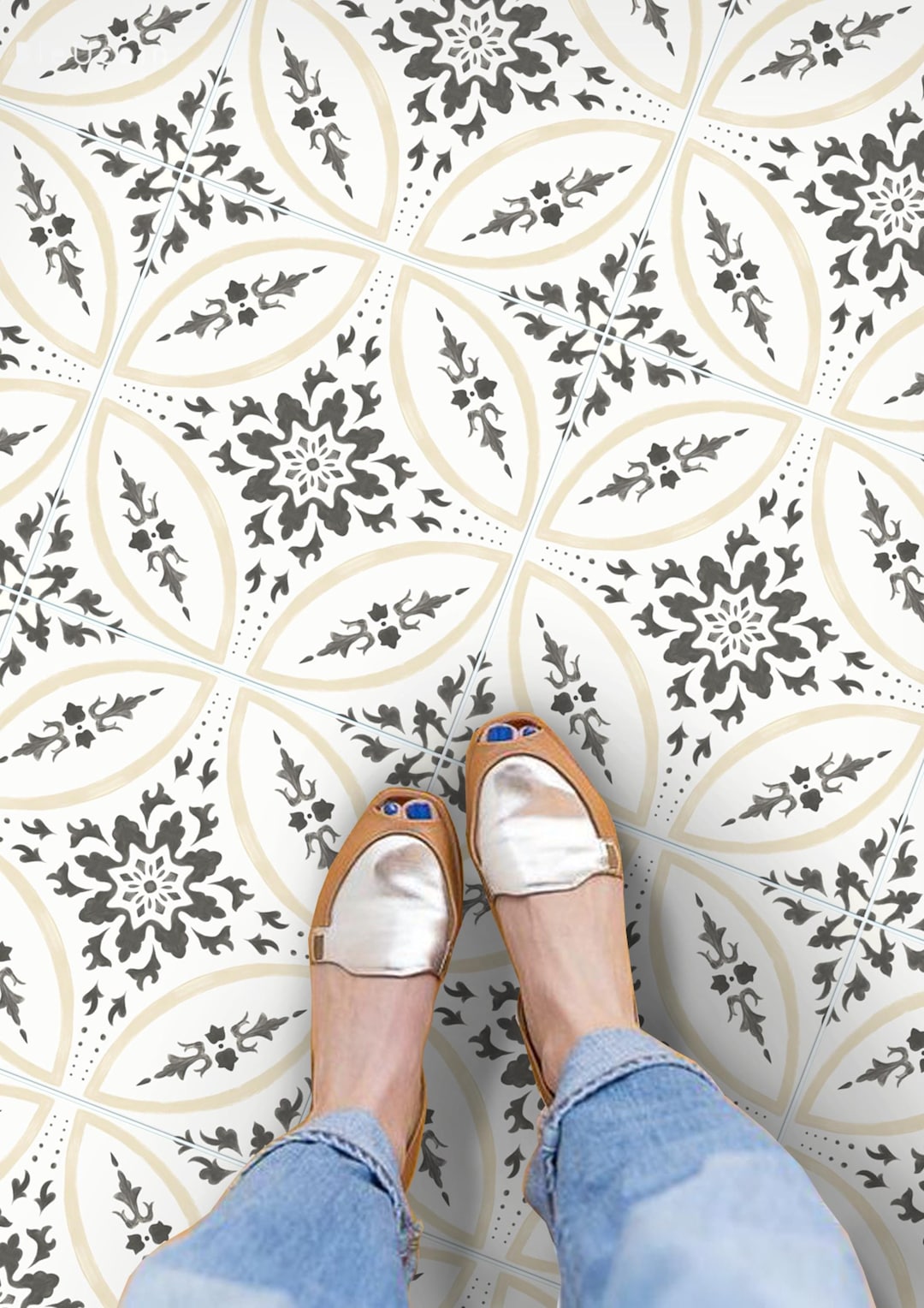 Dandeli Peel & Stick Floor Tile Sticker I Removable Anti-slip Vinyl ...