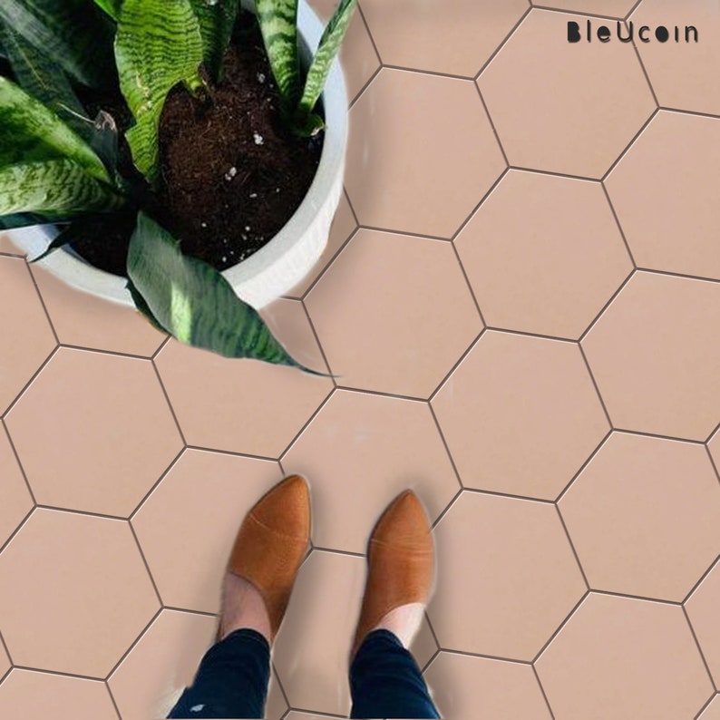 Blush Hexagon Tile Wall Stair Floor Self Adhesive Vinyl | Etsy