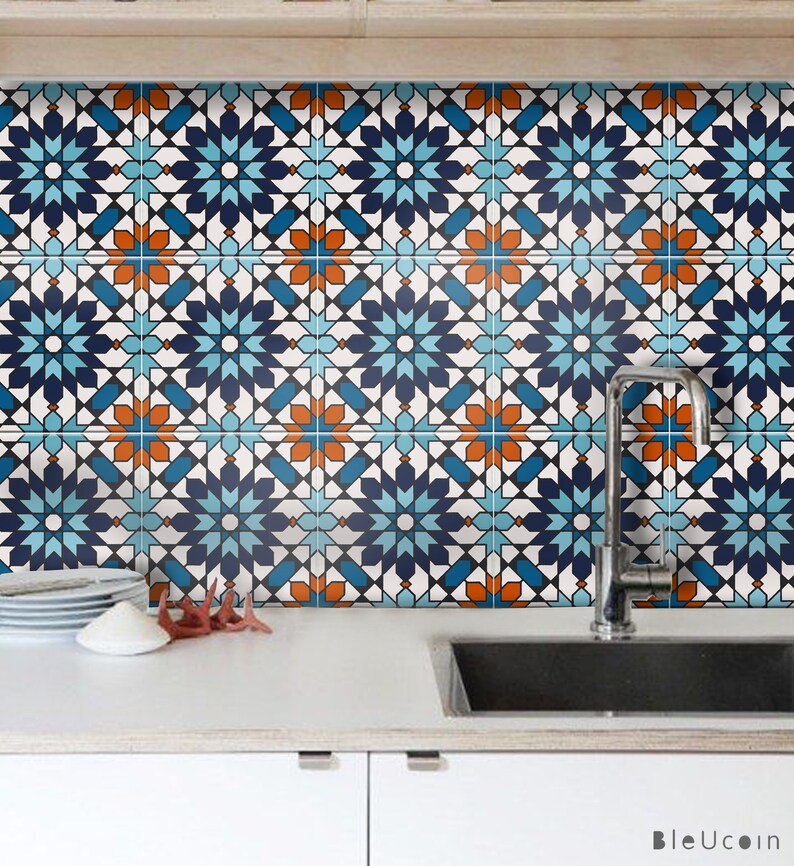 Tanjore Peel & Stick Tile Sticker for Tile, Wall, Floor, Stair Riser ...