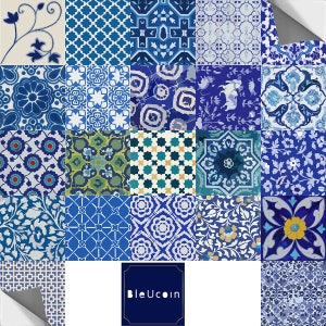 Blue Pottery Peel & Stick Tile Stickers Kitchen Bathroom Backsplash ...