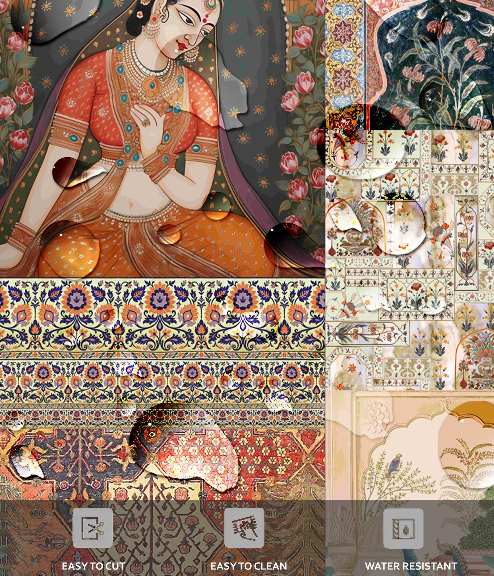 Rajsi Indian Wallpaper Wall Decal Removable Customizable Self Adhesive ...