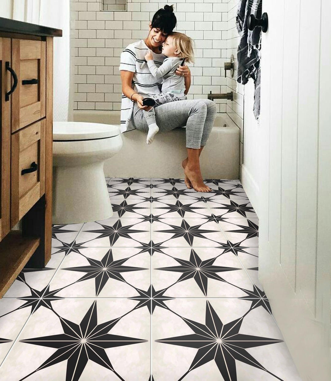 Positano Peel & Stick Floor Tile Sticker I Removable Anti-slip Vinyl ...