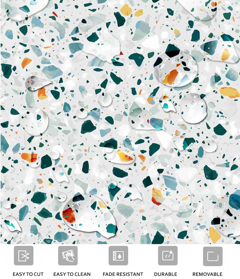Terrazzo Tile Wall Stair Floor Self Adhesive Vinyl Stickers, Kitchen ...
