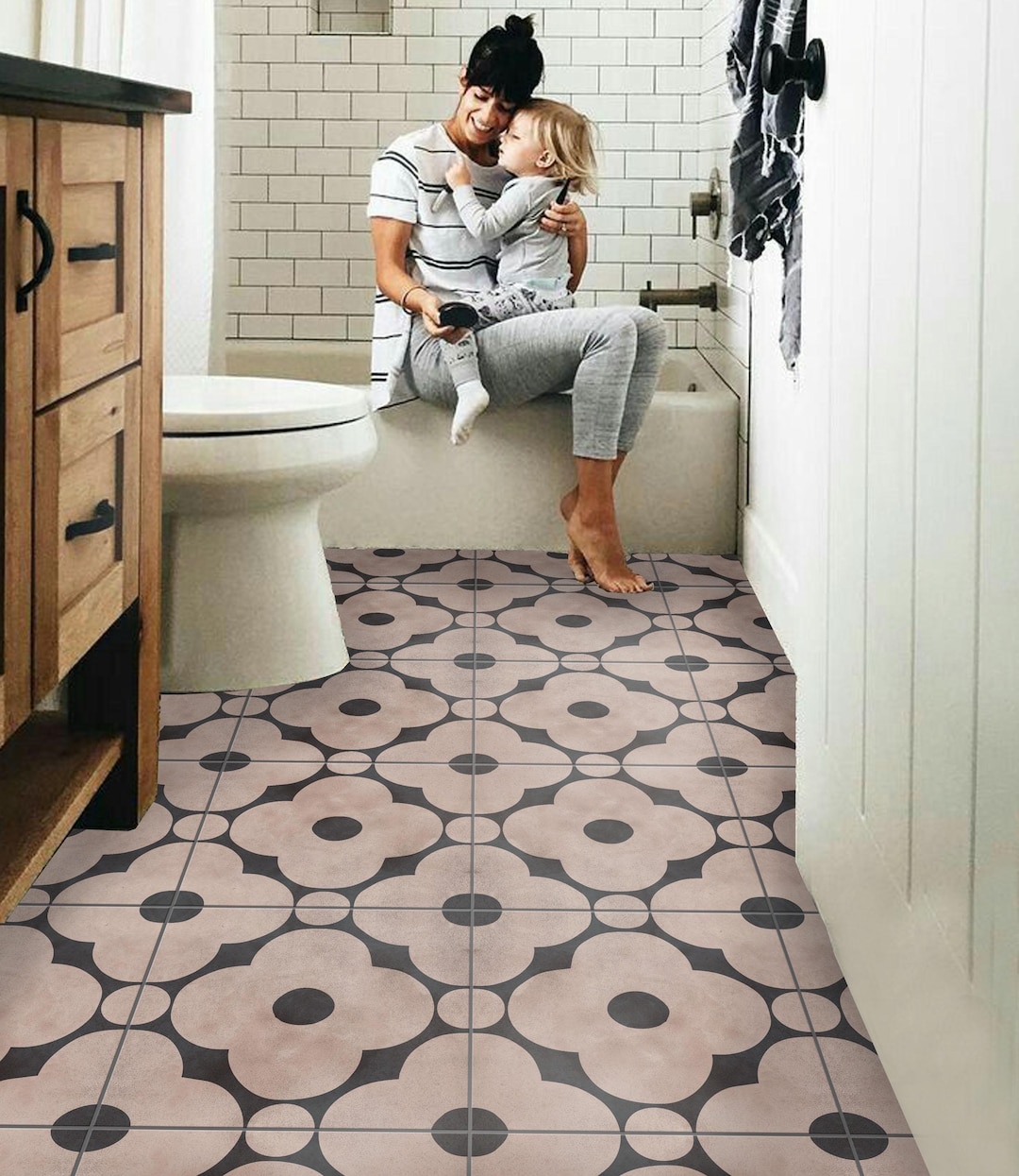 Trani Peel & Stick Floor Tile Sticker I Removable Anti-slip Vinyl ...