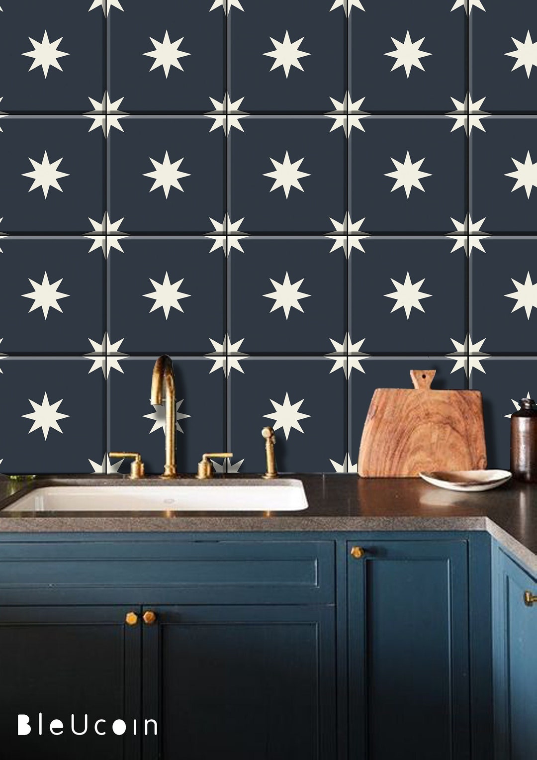 Derby Blue Tile Wall Stair Floor Self Adhesive Vinyl Stickers,kitchen ...