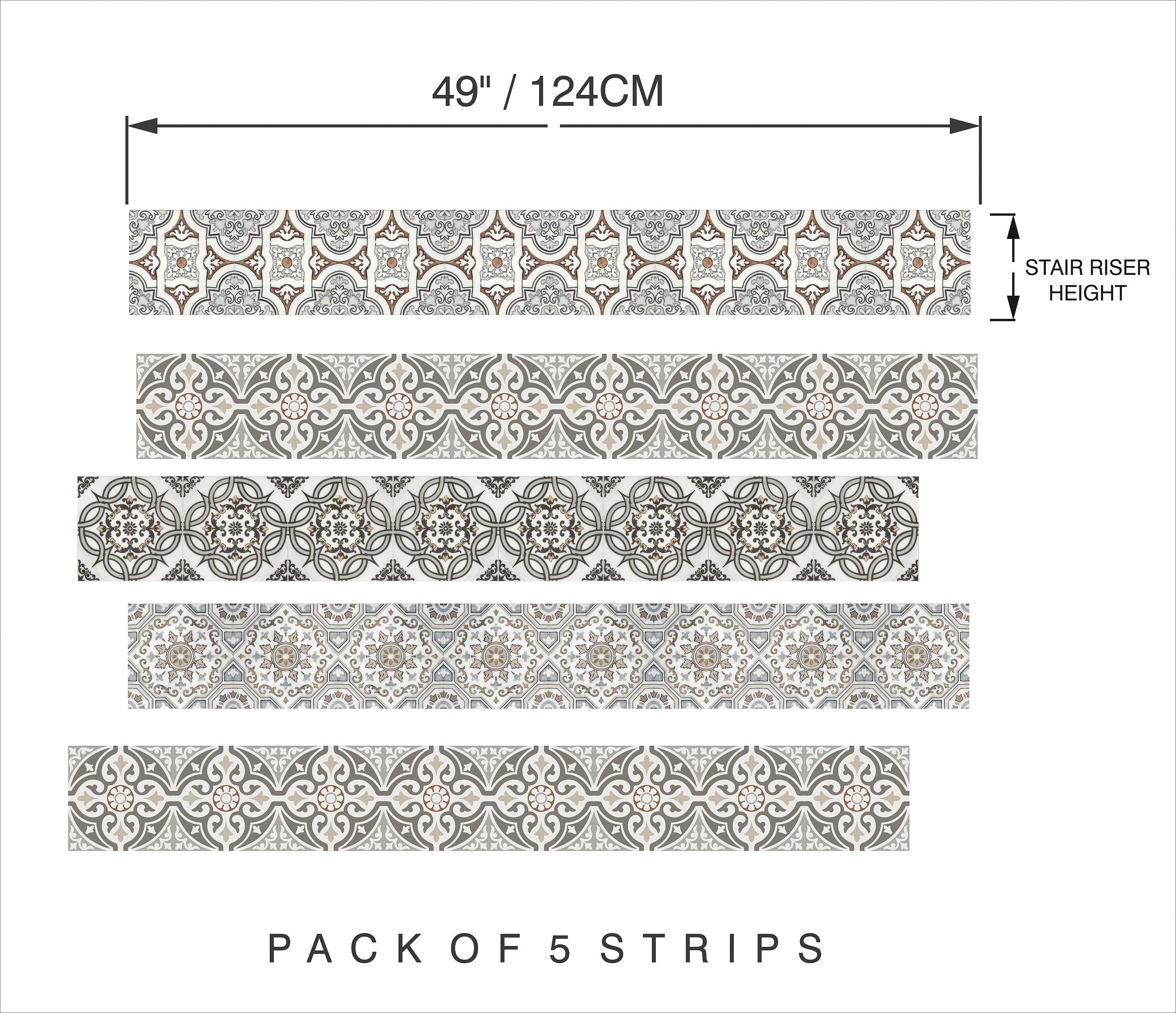 Art Deco Peel and Stick Stair Riser Vinyl Strip Self Adhesive | Etsy