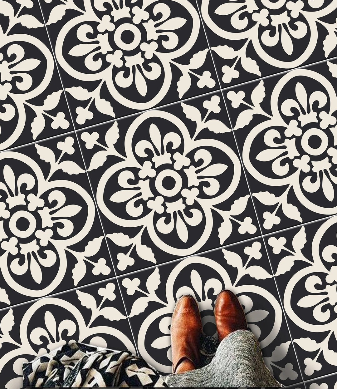 Encaustic Vinyl Floor Tile Stickers Floor Decals removable - Etsy