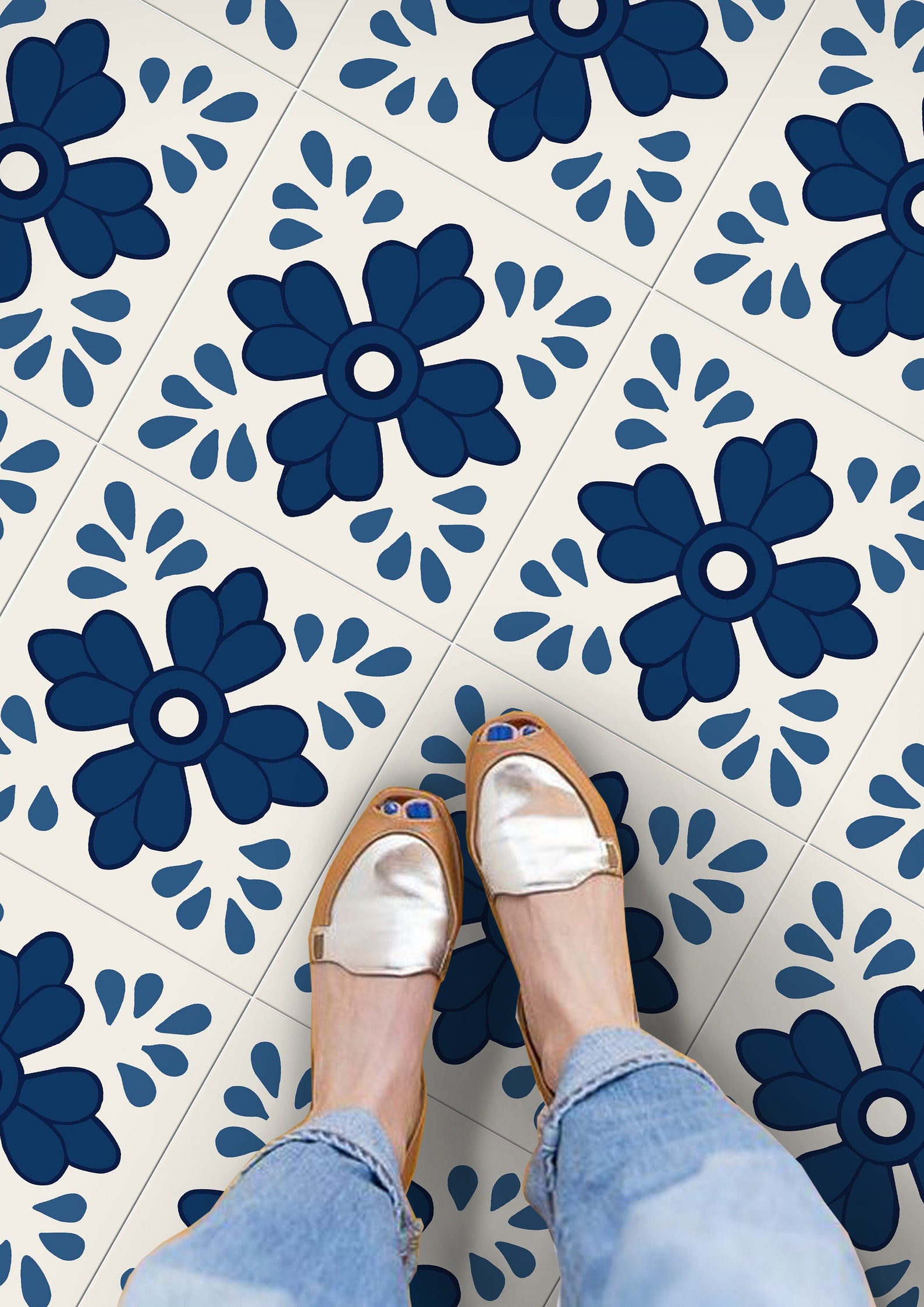 Udaipur Peel & Stick Floor Tile Sticker I Removable Anti-slip Vinyl ...