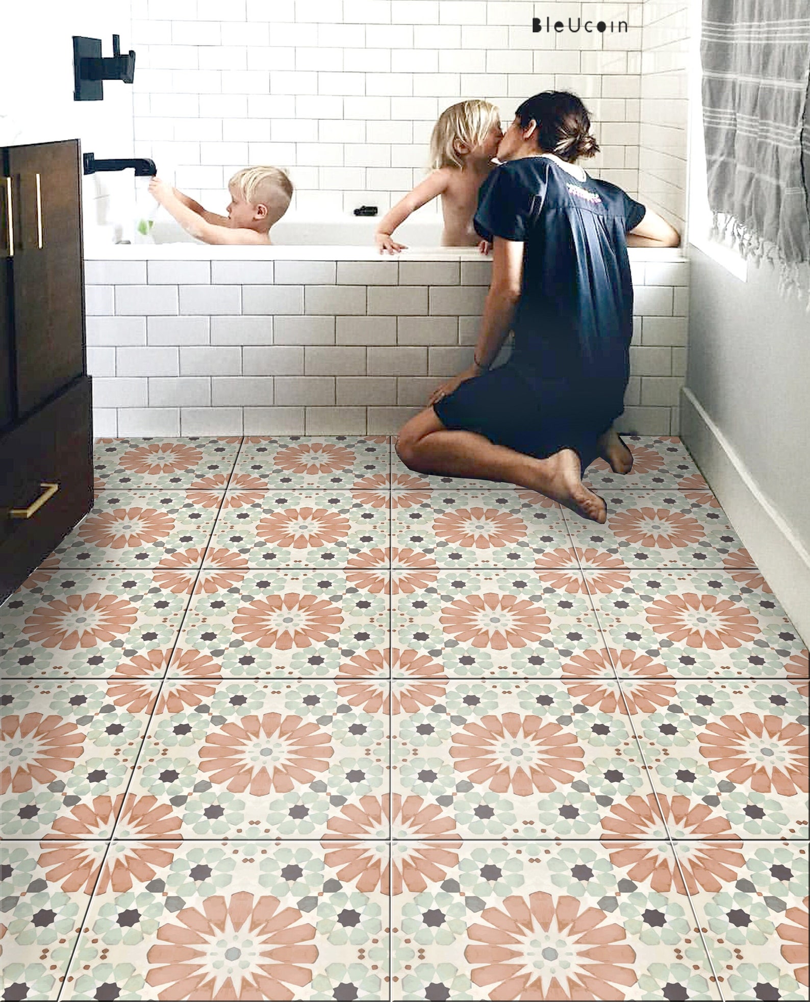 Ivora Peel & Stick Floor Tile Sticker I Removable Anti-slip Vinyl ...