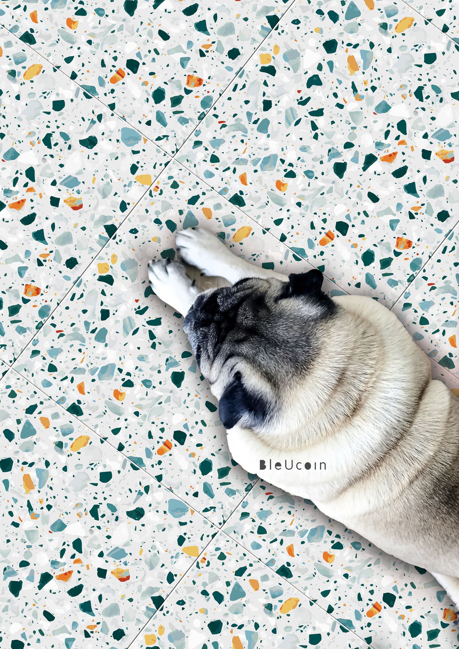 Terrazzo Peel & Stick Floor Tile Sticker I Removable Anti-slip Vinyl ...