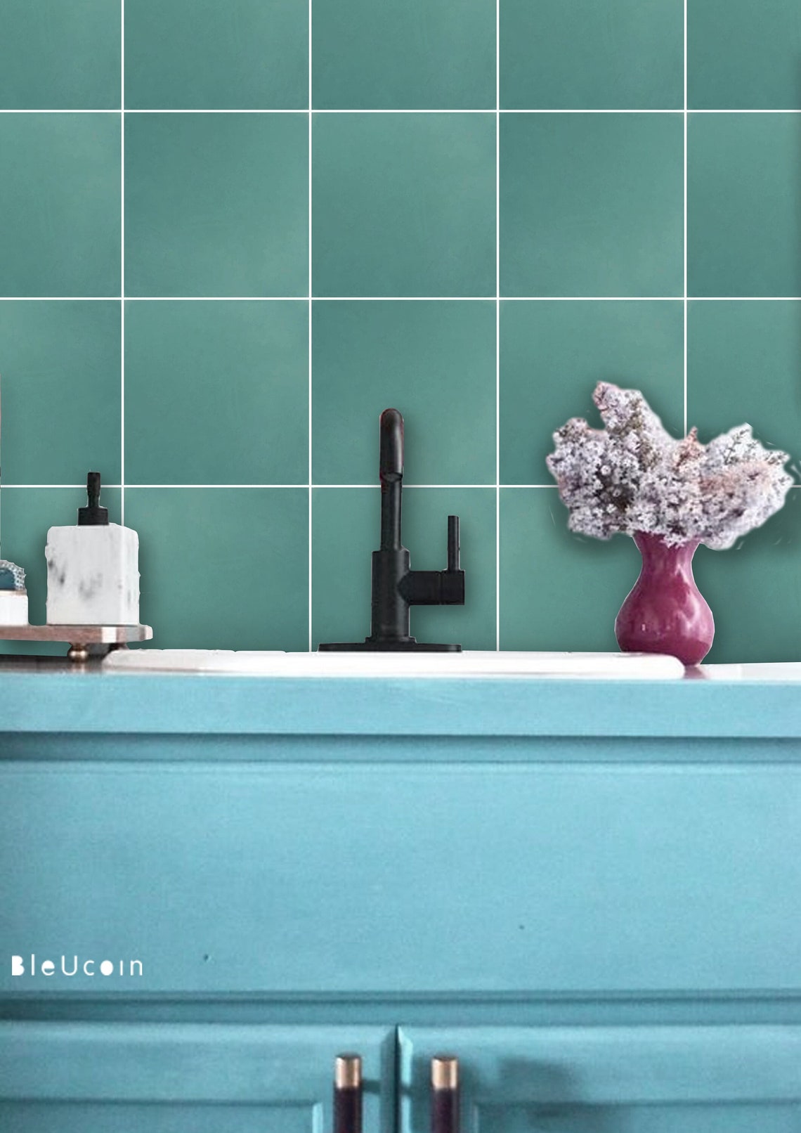 Preston Plain Tile Stickers, Kitchen Bathroom Wall Tile Vinyl Decal ...