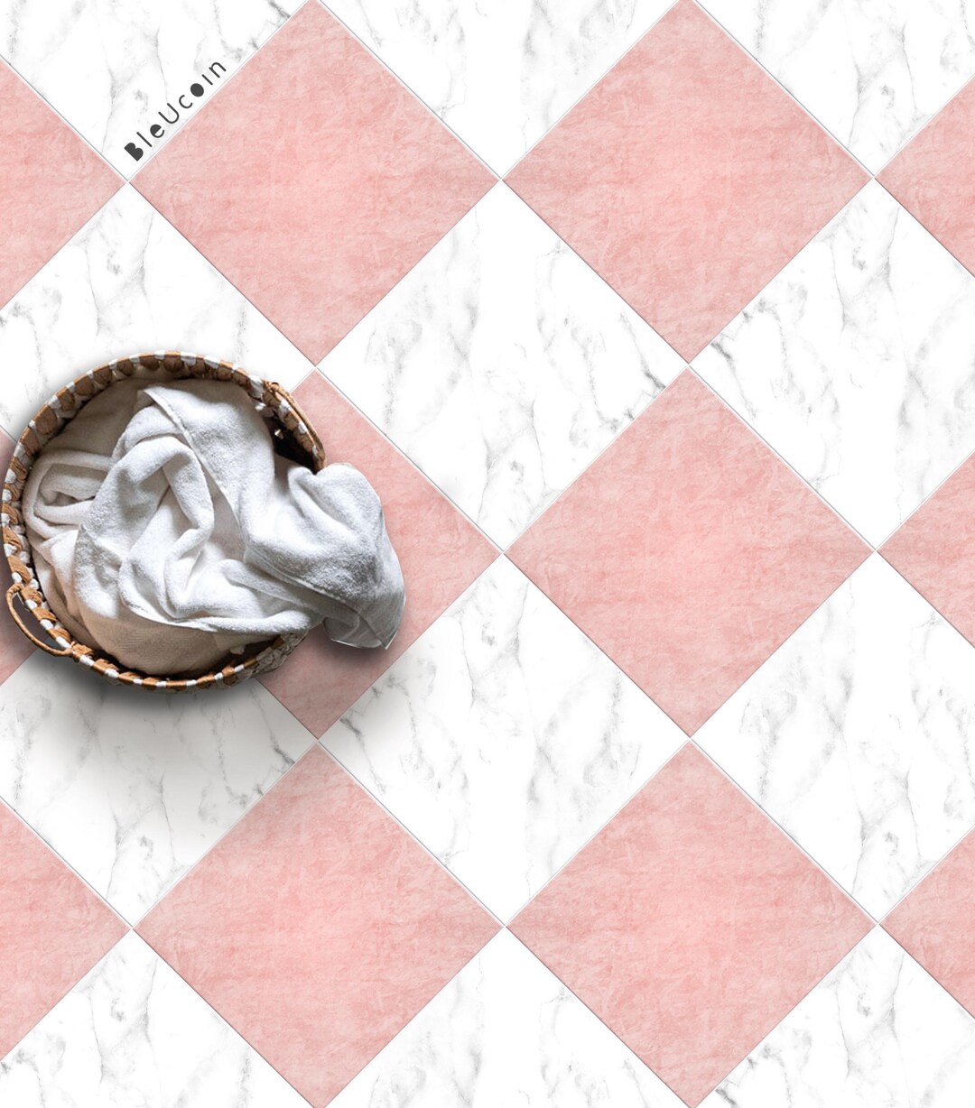 Stone Blush & White Checker 49" X12"- 2 Panels - Kitchen Bathroom ...