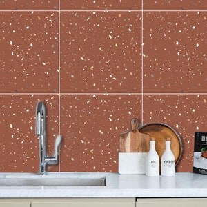 Terrazzo Terracotta Peel and Stick Tile Stickers Kitchen Bathroom ...