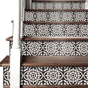 Encaustic Stair Riser Decals Peel and Stick Vinyl Stair Strips Waterproof Removable DIY Home ...
