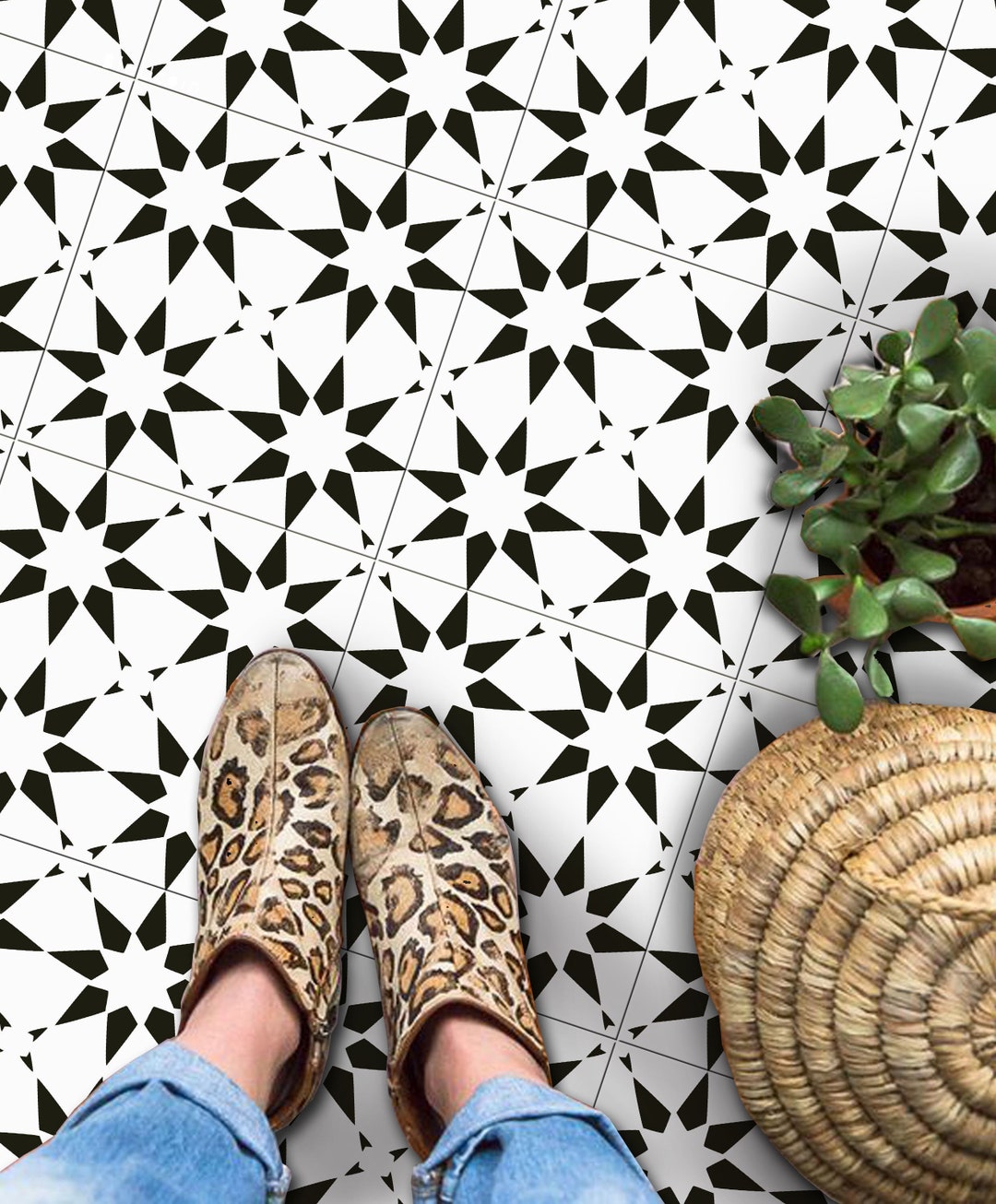 Marebello Peel & Stick Floor Tile Sticker I Removable Anti-slip Vinyl ...