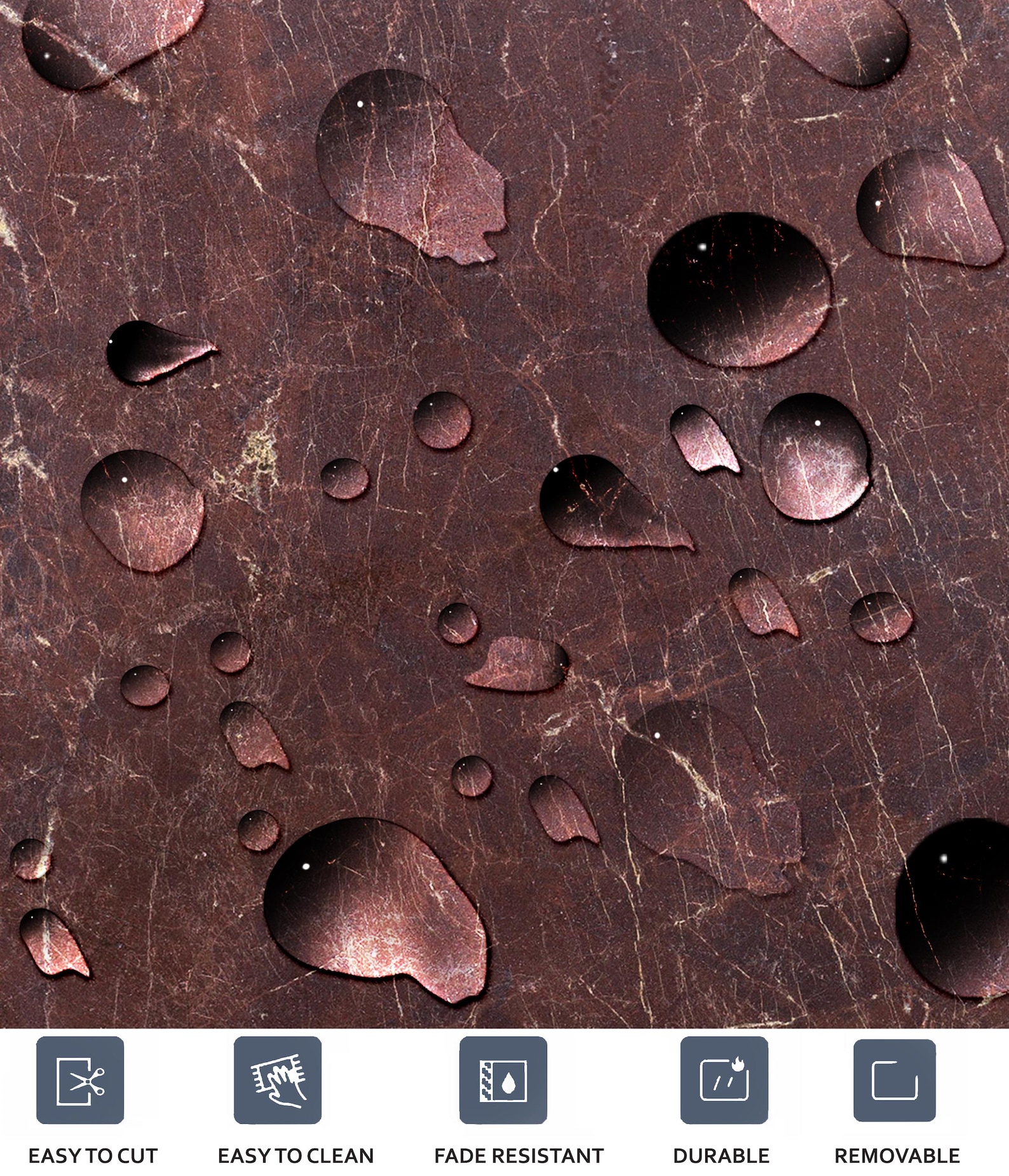Mocha Wine Marble Checker Vinyl Floor Tile Stickers | Floor Decals ...