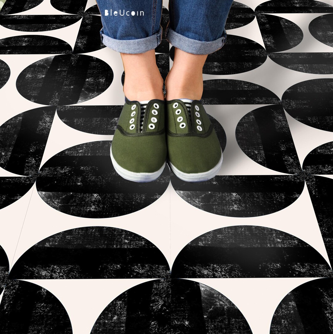 Parma Charcoal Peel & Stick Floor Tile Sticker I Removable Anti-slip ...