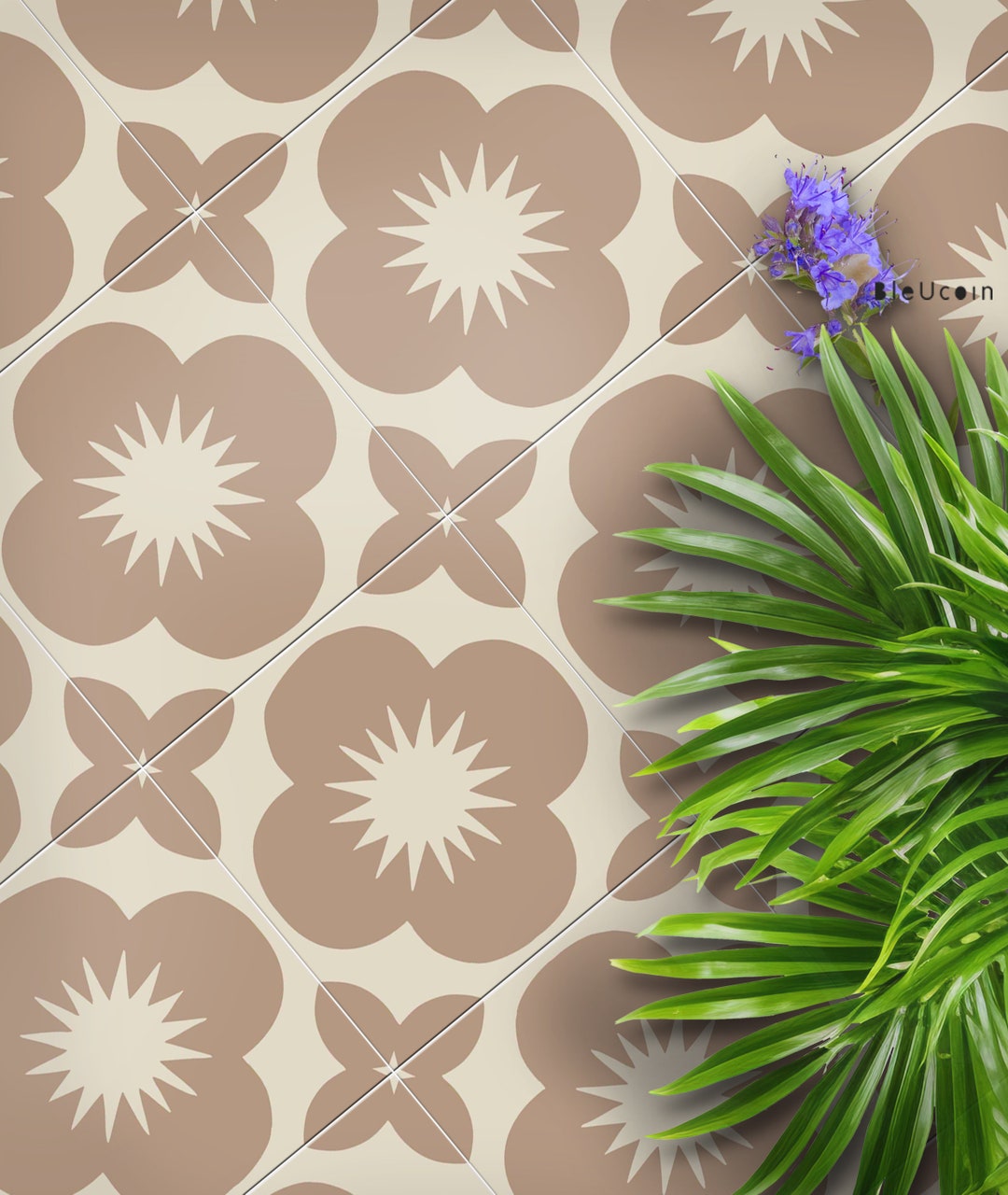 Sakura Latte Vinyl Floor Tile Stickers | Floor Decals - Removable With ...