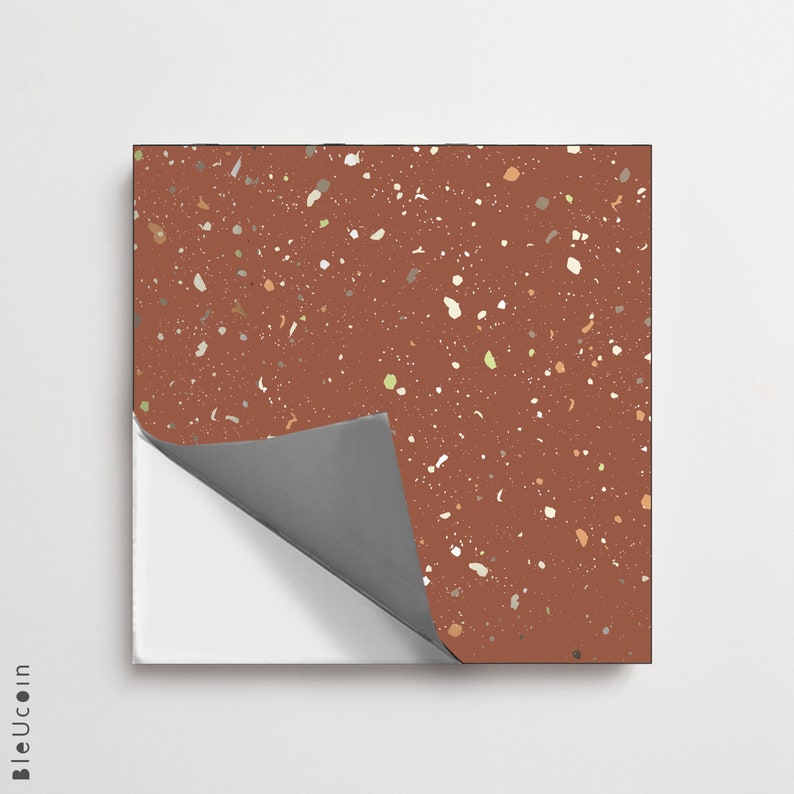 Terrazzo Terracotta Peel and Stick Tile Stickers Kitchen Bathroom ...