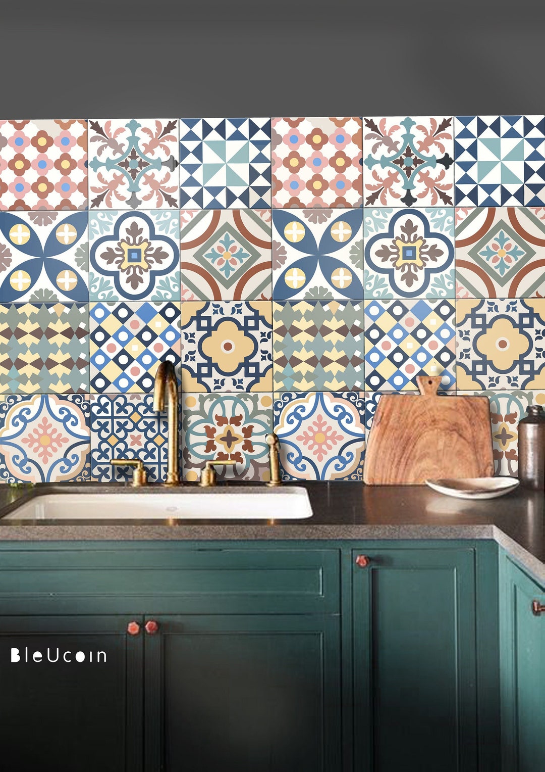 Portofino Tile Wall Stair Floor Self Adhesive Vinyl Stickers, Kitchen ...