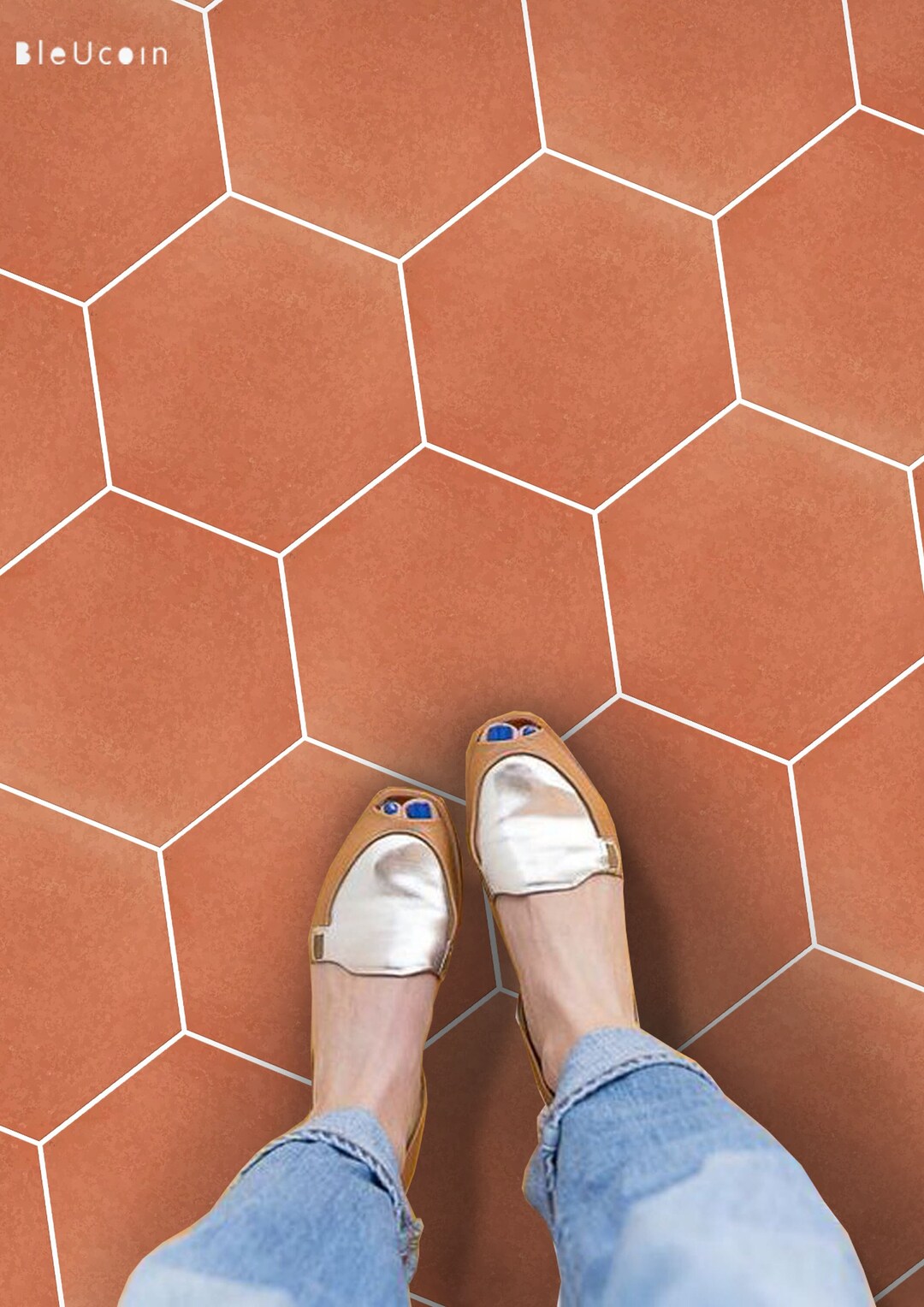 Ginger Hexagon Tile Wall Floor Self Adhesive Vinyl Stickers,kitchen ...