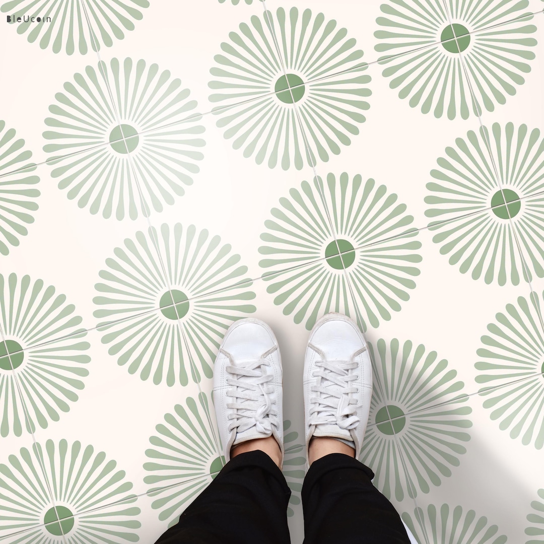 Kawasaki Sage Peel & Stick Floor Tile Sticker I Removable Anti-slip ...