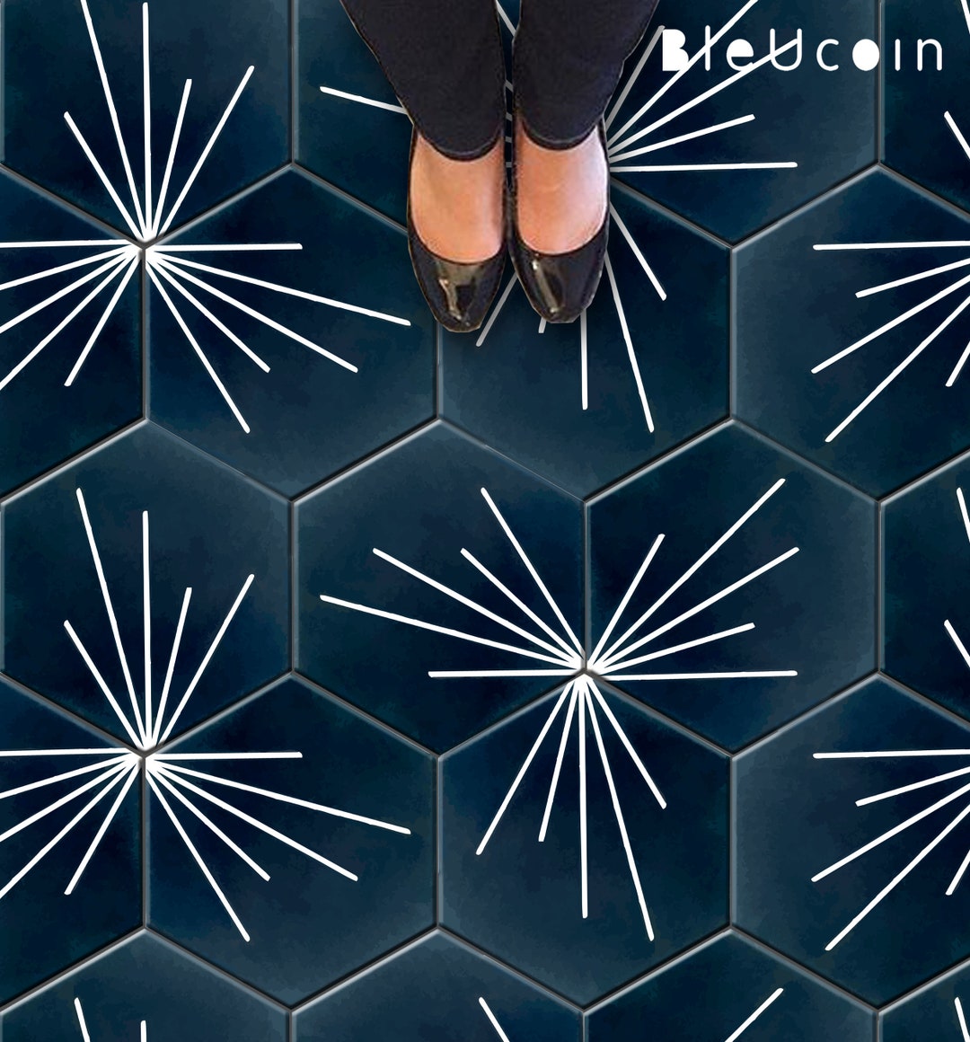 Hexagon Tokyo Tile Wall Stair Floor Self Adhesive Vinyl Stickers ...