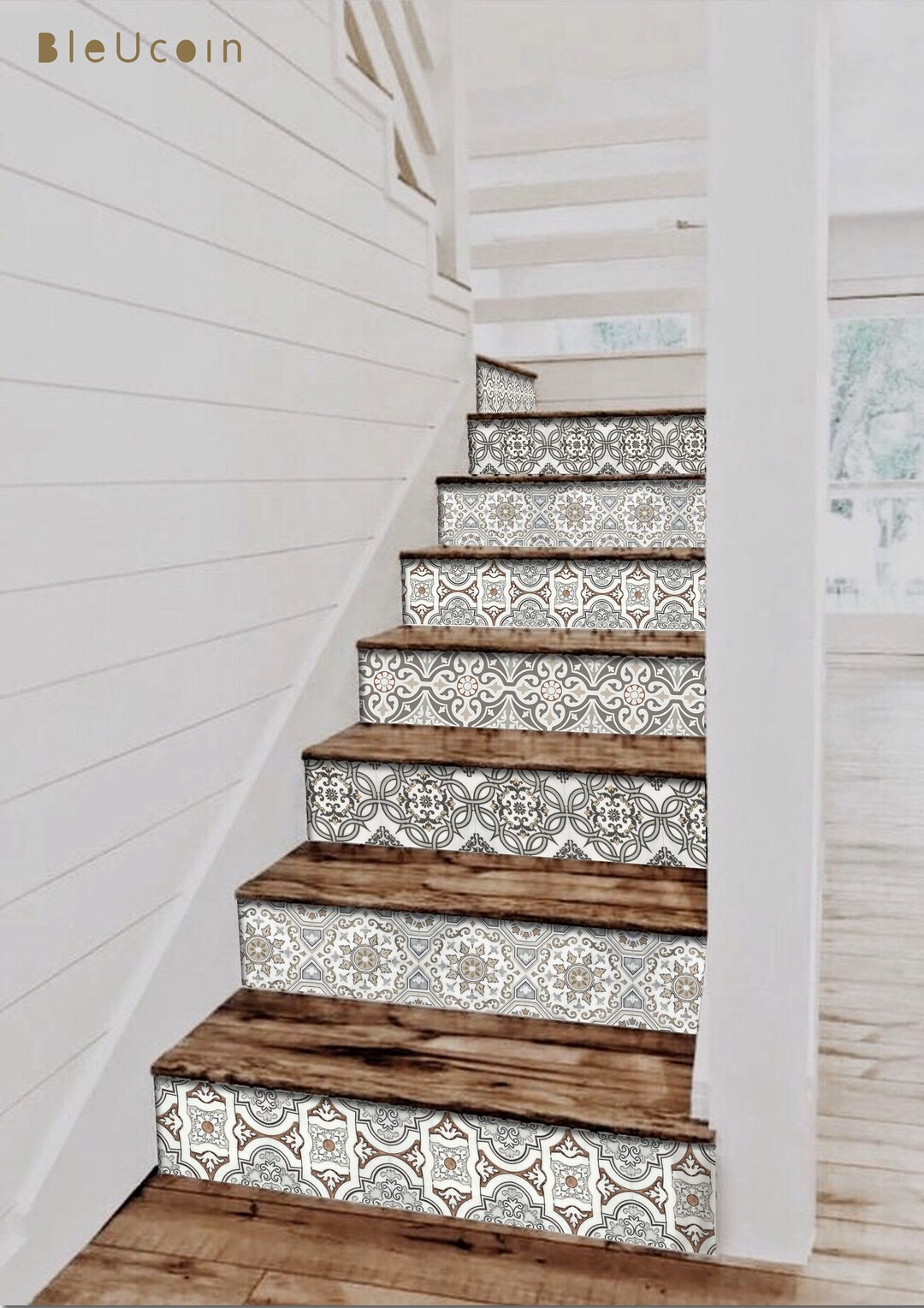 Art Deco Peel & Stick Stair Riser Decal–extra Long 49" | Water ...