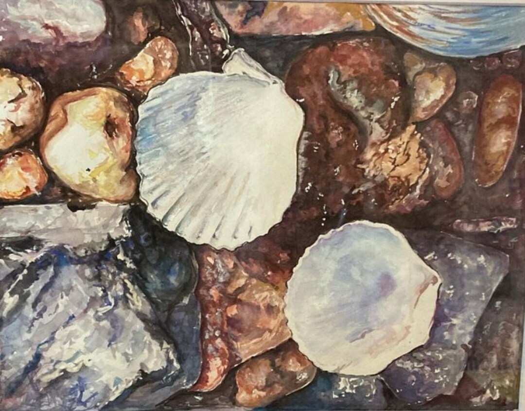 Seashell Painting Watercolor Painting Decor Painting Watercolor ...