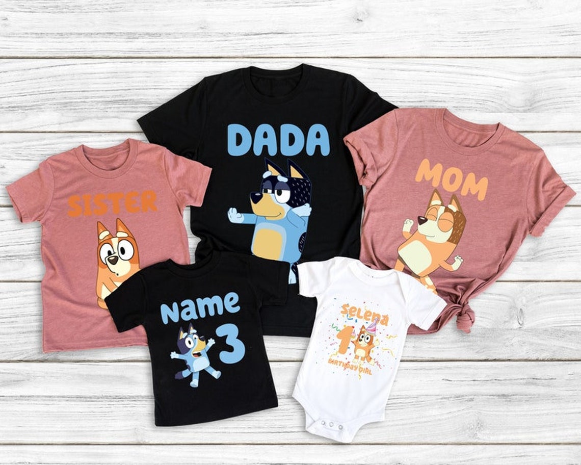 Personalized Bluey Family Matching Shirts, Custom Bluey Birthday Party ...