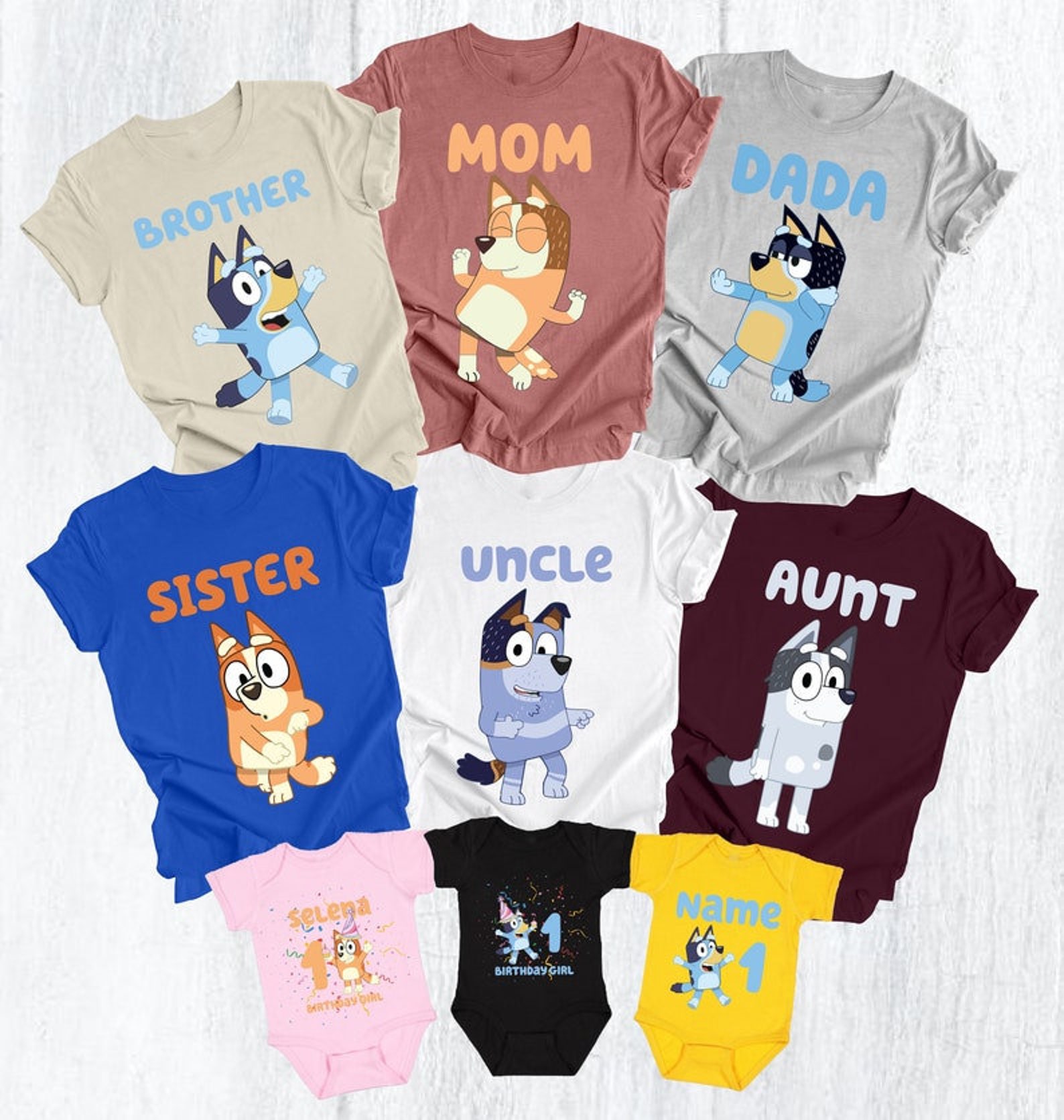 Personalized Bluey Family Matching Shirts, Custom Bluey Birthday Party ...