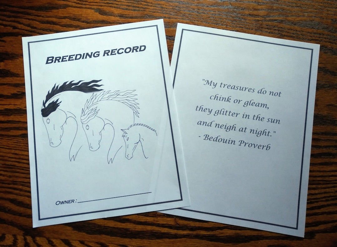 Equine Breeding Journal: Horse Record Keeping System (letter/a4) - Etsy