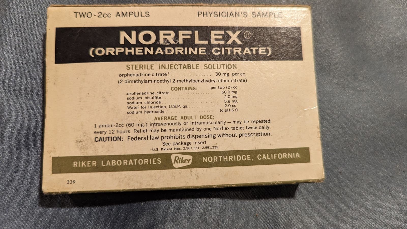 NIB VTG Physician Sample Unused: 2 Norflex Ampoules Muscle Relaxer ...