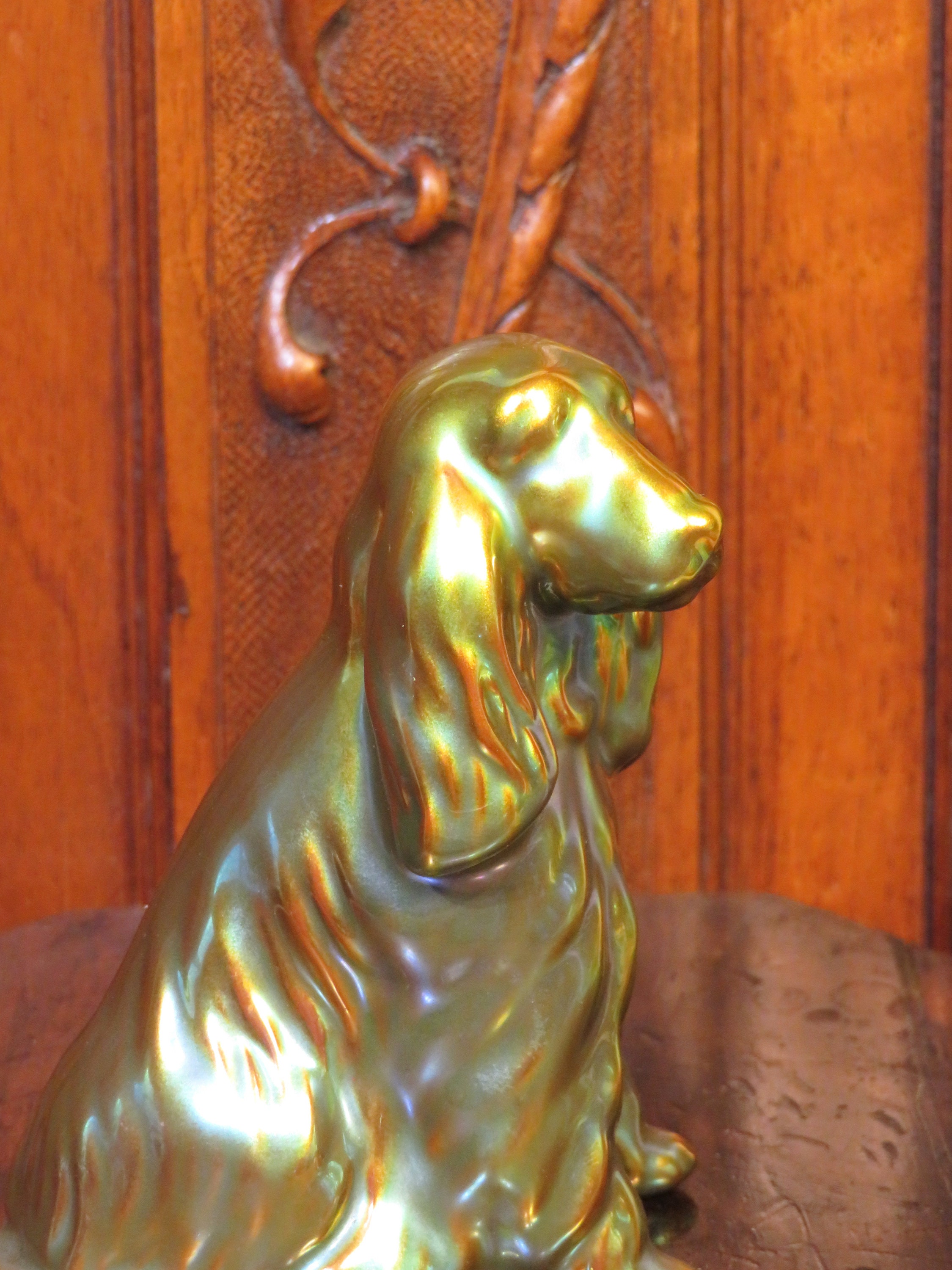 Zsolnay Dog - Eosin Irish Setter - Iridescent Ceramic - Pecs Hungary - Etsy