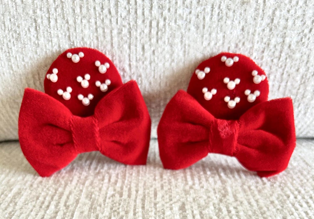 Mickey Pearls Ears, Red Minnie Mouse Ears, Velvet Mickey Ears, Mouse ...