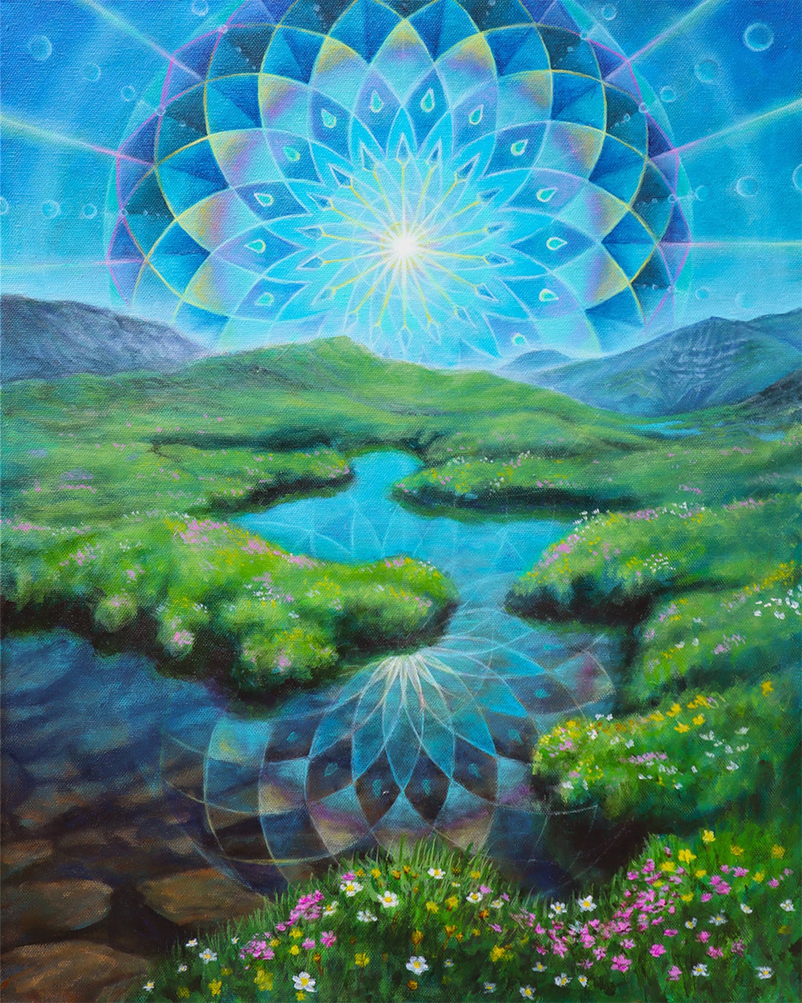 Euphoric Earth -fine Art Paper Print - Mandala Mountain Landscape With ...