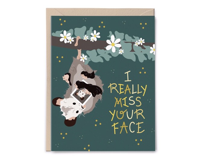 Miss Your Face Possum Card - Etsy